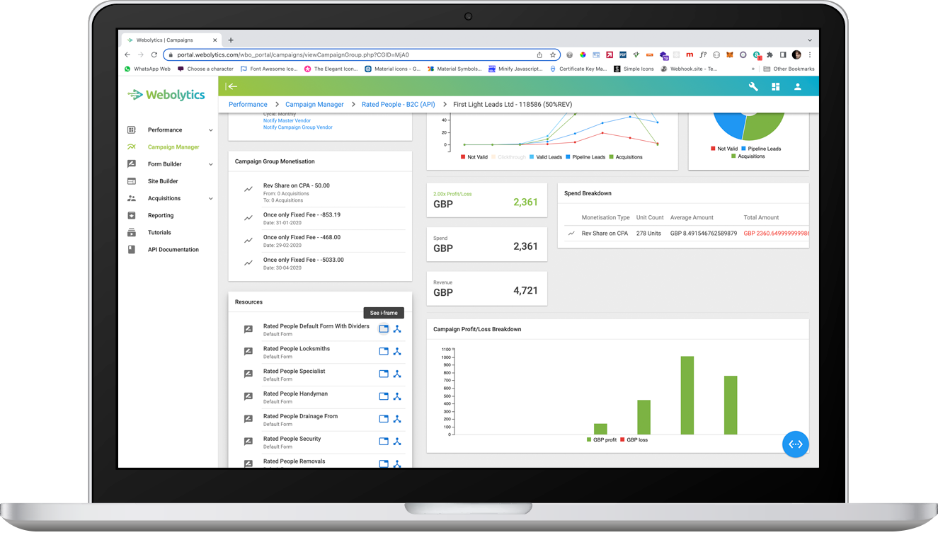 Webolytics' Form i-frame Module