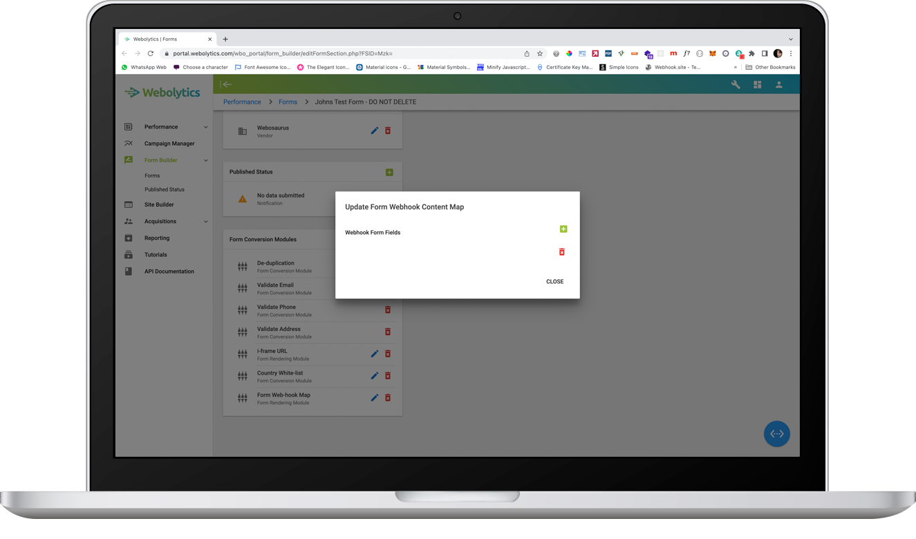 Web-hook Form Map Module