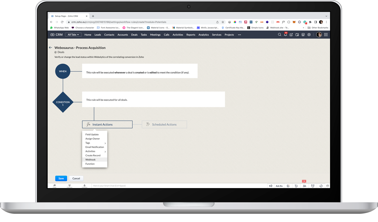 Zoho Workflow Rules - Process Acquisition