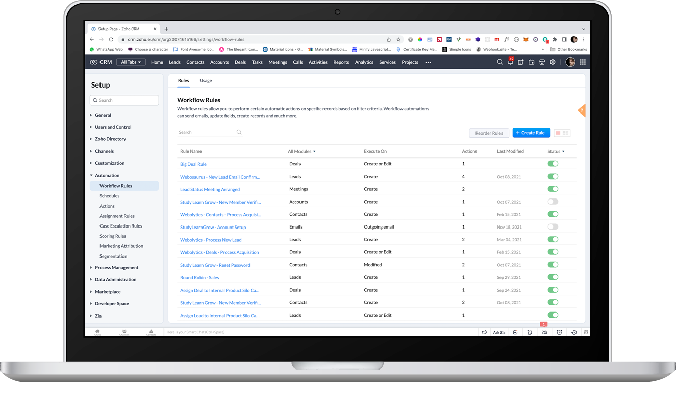 Zoho Workflow Rules - Verify Lead