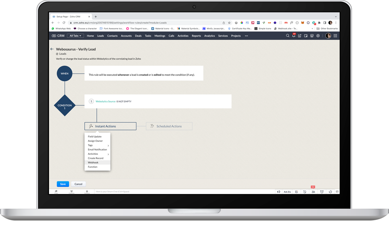 Zoho Workflow Rules - Verify Lead